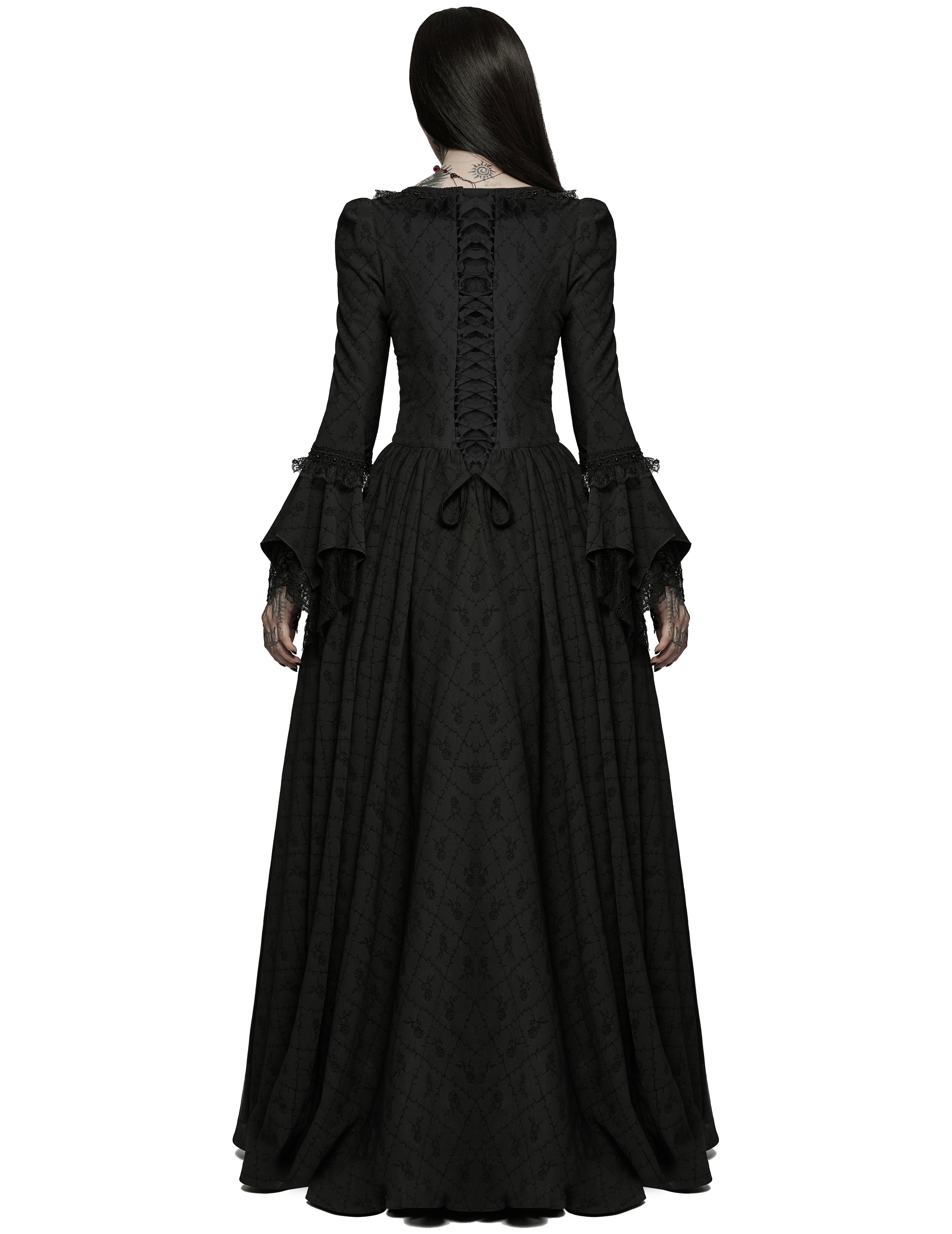 WQ-600 Womens Gothic Thorned Rose Gown Dress – Punk Rave